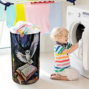 An Owl Flying Over The Magic Book Large Laundry Basket Laundry Hamper Bag Washing Bin Clothes Bag Collapsible Tall With Handles Travel Bathroom College
