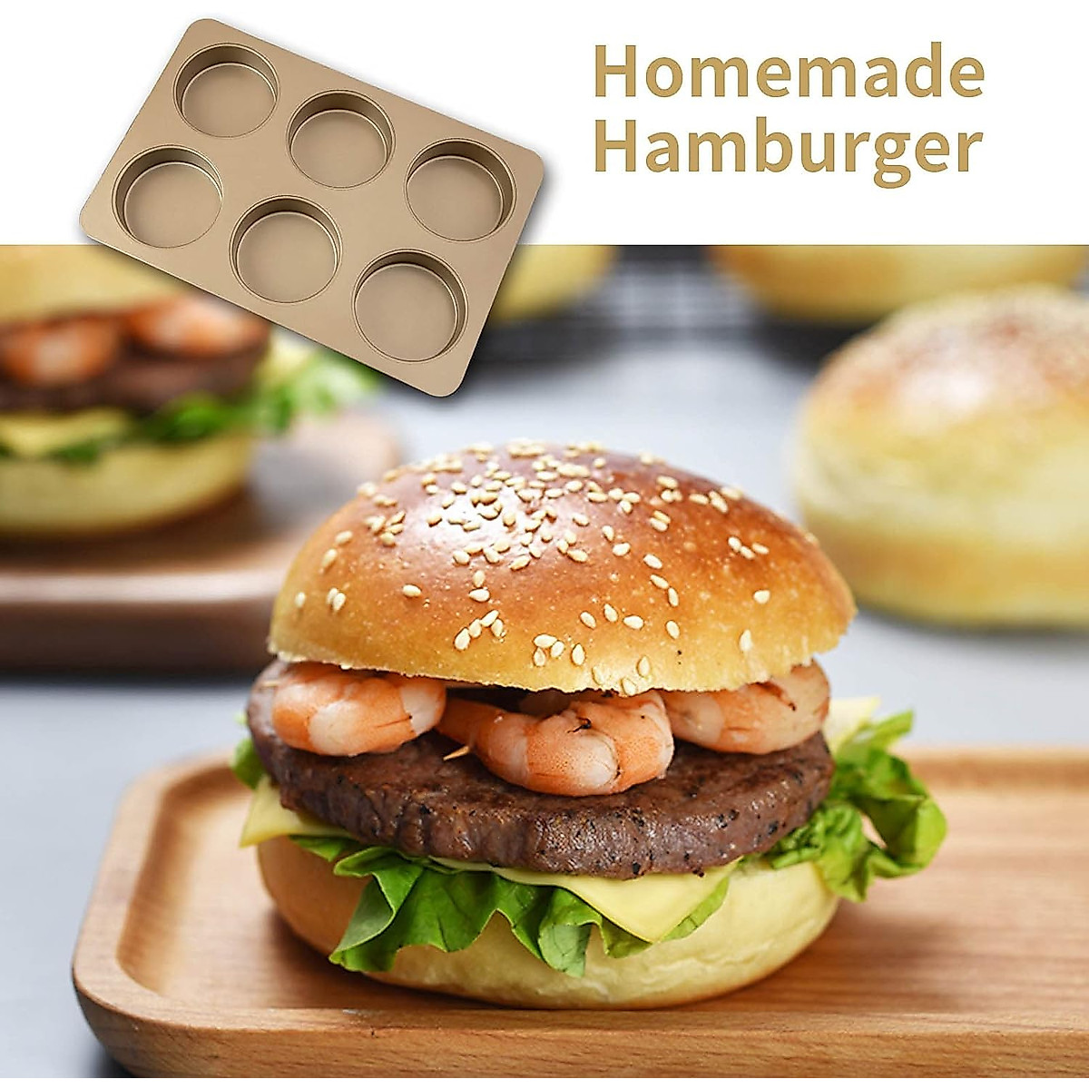 Yomvzake 2 Pack Hamburger Bun Pan, Nonstick Hamburger Bread Forms 4 Inch Cake Pan Mini Round Disc Pan for Baking Burger Buns English Muffin Whoopie Pies Muffin Top