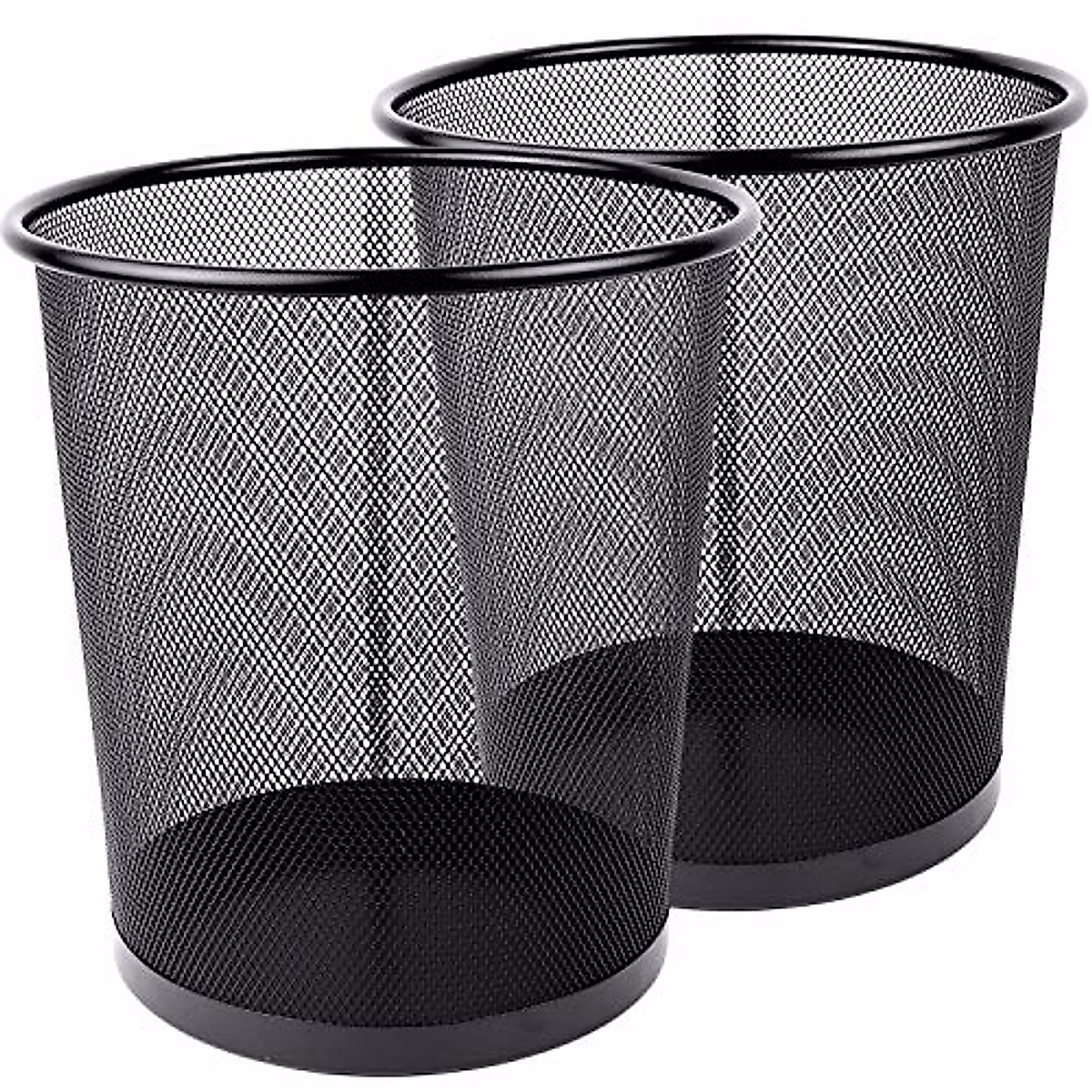 Greenco Small Trash Cans for Home or Office, 2-Pack, 4.5 Gallon Black Mesh Round Trash Cans, Lightweight, Sturdy for Under Desk, Kitchen, Bedroom, Den, or Recycling Can