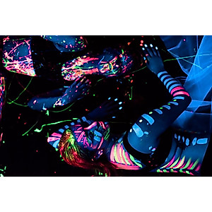 Midnight Glo Black Light Face and Body Paint (Set of 8 Bottles 0.75 oz. Each) - Neon Fluorescent Paint Safe On Skin, Washable, Non-Toxic