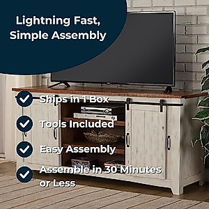 Martin Svensson Home Taos 70" TV Stand | Antique White & Aged Distressed Pine