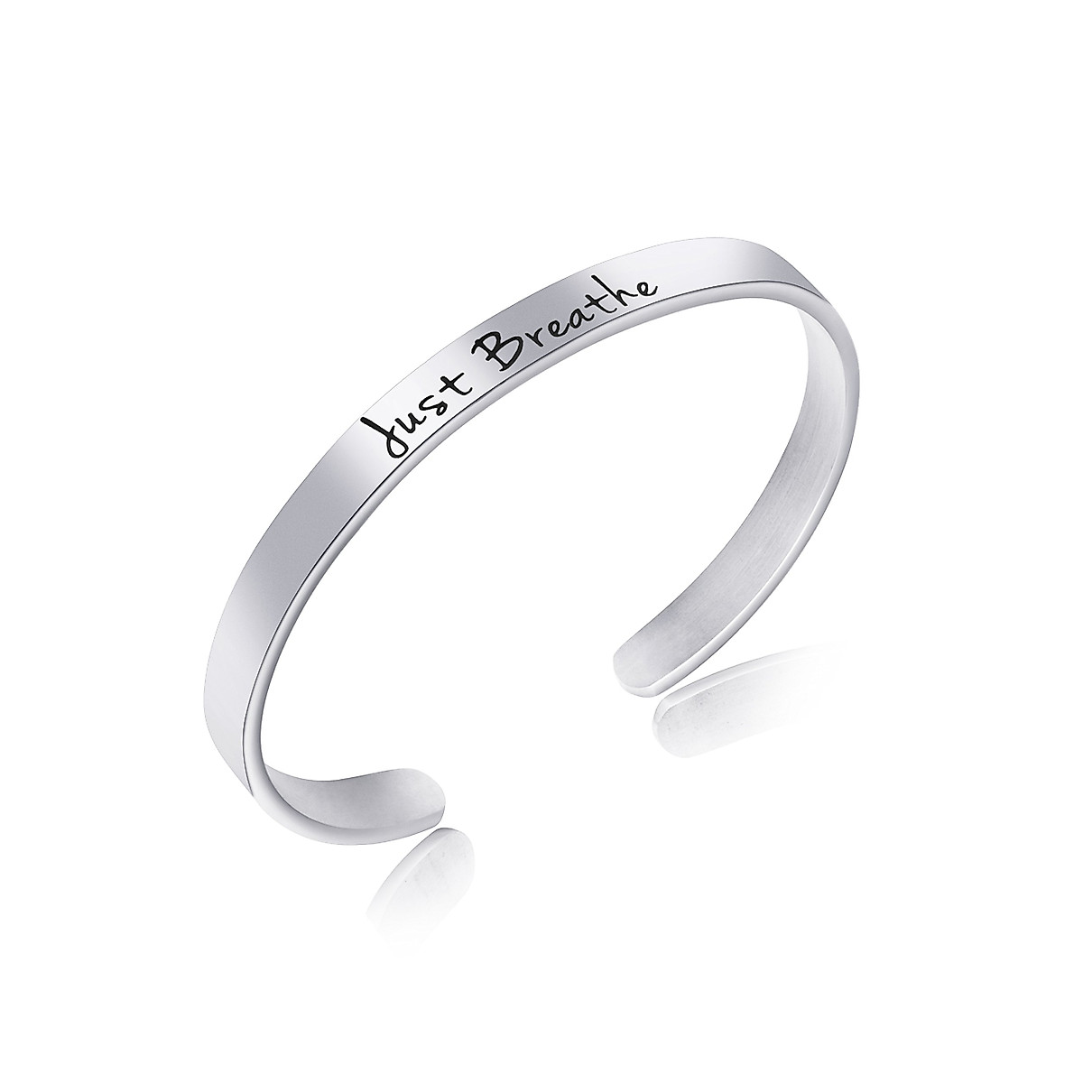 Awegift Just Breathe Yoga Cuff Bracelet Inspirational Mantra Bangle Women Jewelry Gift
