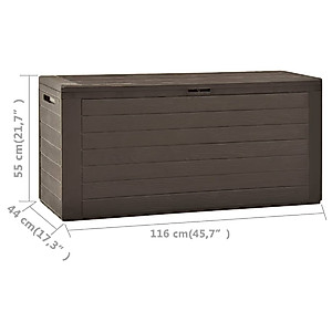 TIFITGO Asomie Patio Storage Box Brown 45.7"x17.3"x21.7" Indoor stockage bin home chest house tank Outdoor Furniture Outdoor Storage Boxes US Stock Fast Shipment Black