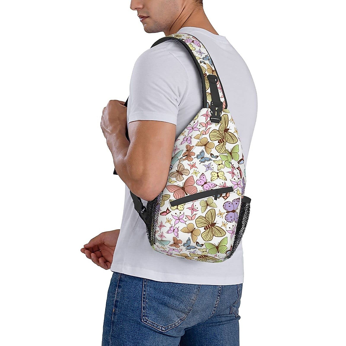 Ohiokwei Butterfly Sling Bag Crossbody Travel Hiking Chest Backpack Shoulder Daypack For Women Men