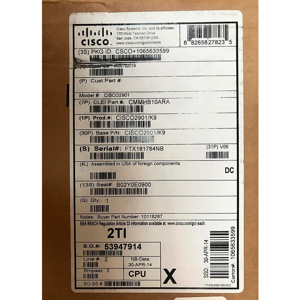 Cisco CISCO2901/K9 2901 Integrated Services Router