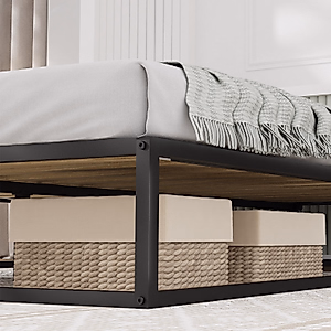 Novilla Queen Bed Frame, Metal Platform Bed Frame, Noise-Free, Sturdy Metal Bed Frame, Heavy Duty Wood SlatsWood Slats Support, No Box Spring Needed, Easy Assembly, Coal Black