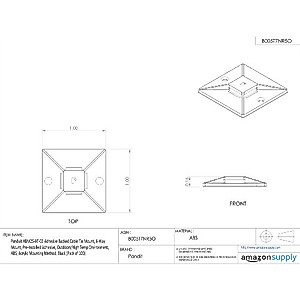 Panduit ABM2S-AT-D0 Cable Tie Mount, Adhesive Backed, High Temperature, 4-Way, Weather Resistant ABS, Black (500-Pack)