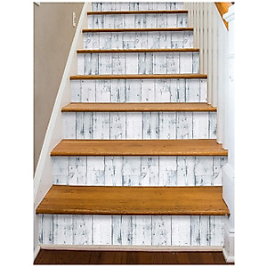 Peel and Stick Self-Adhesive Removable Wallpaper, Shiplap Light Grey/White Distressed Wood Plank Shelf Liner,Home Decoration 17.7''x118.1''