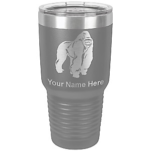 30oz Vacuum Insulated Tumbler Mug, Gorilla, Personalized Engraving Included (Gray)