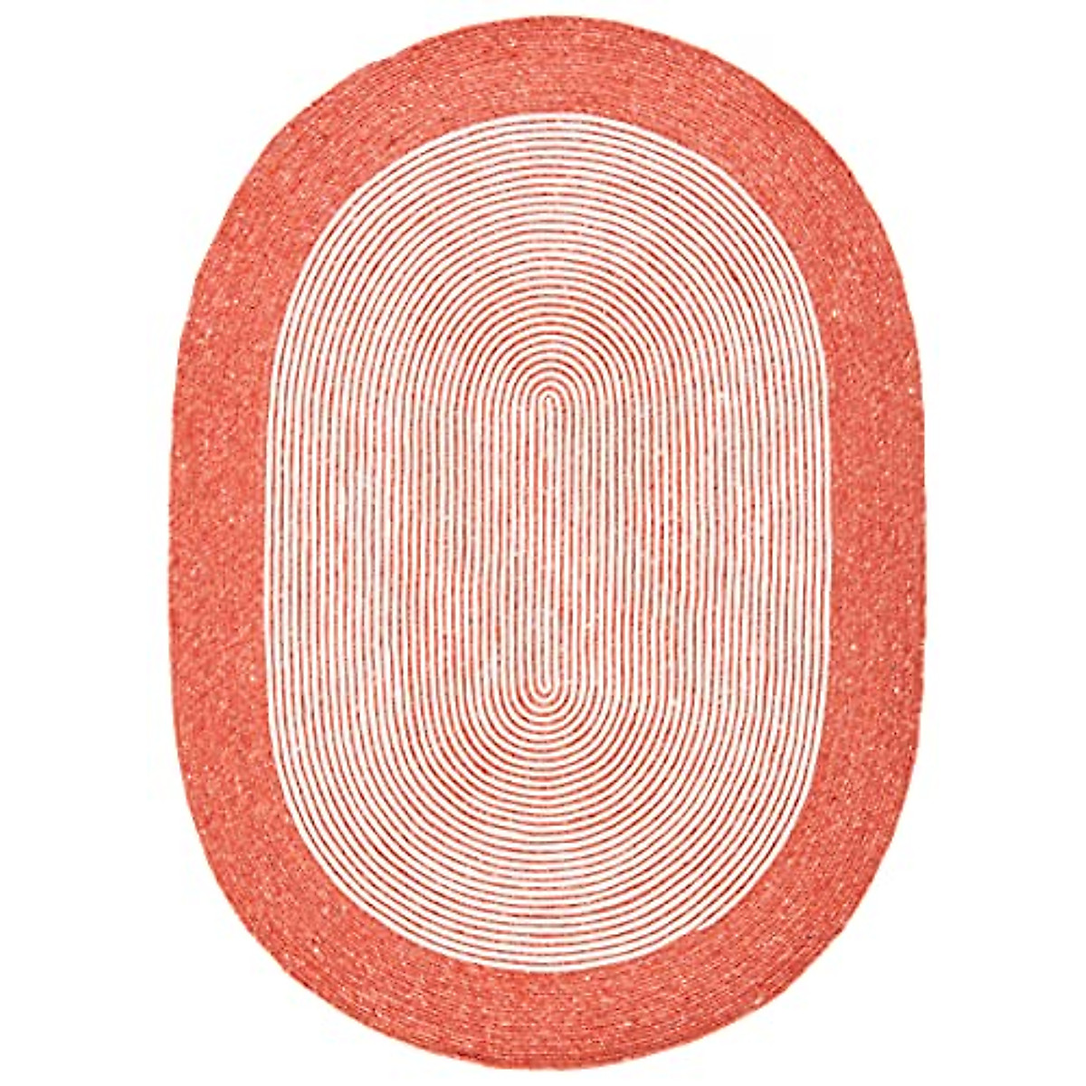 SAFAVIEH Braided Collection 5' x 7' Oval Red/Ivory BRD904Q Handmade Country Cottage Reversible Wool Entryway Foyer Living Room Bedroom Kitchen Area Rug