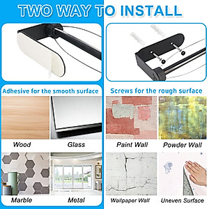 Paper Towel Holder Under Cabinet, Biupky Single Hand Operable Adhesive Paper Towel Holder Wall Mount with Damping Effect Stainless Steel Paper Towel Rack for Kitchen Bathroom