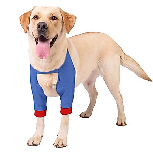 ROZKITCH Dog Surgery Recovery Sleeve for Front Legs, Pet Prevent Licking Wound Elbow Brace Protector, Dog Recovery Suit Cone Collar Alternative for Sprain ACL CCL Arthritis Blue M