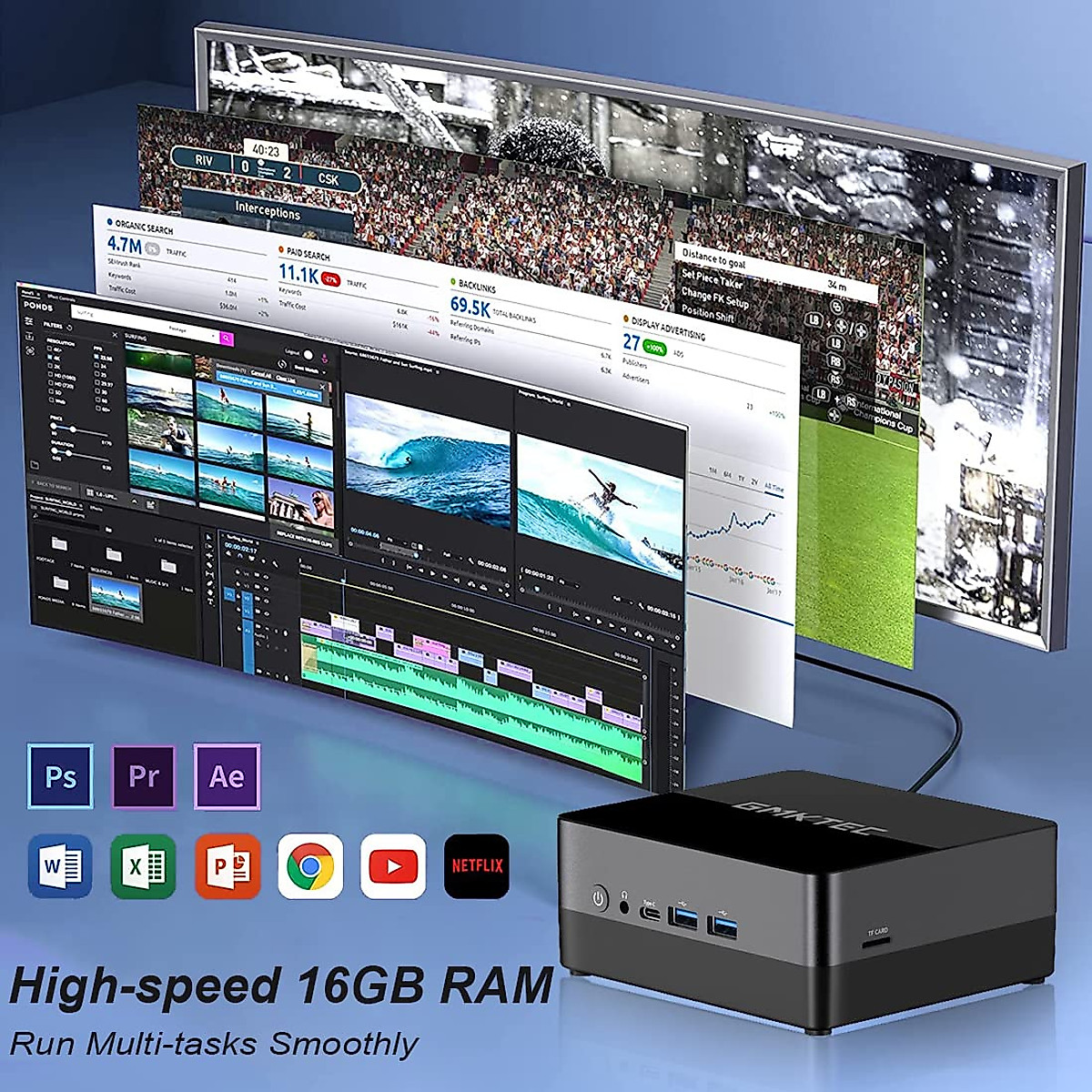 Mini PC 16GB DDR4 1000GB / 1TB NVMe M.2 SSD Intel Core i5-8279U Windows 10 / Windows 11 Upgradable Mini Desktop Computer up to 4.1Ghz 4K HD, Gigabit Ethernet, Dual HDMI, WiFi, 4 USB3.0 Micro PC