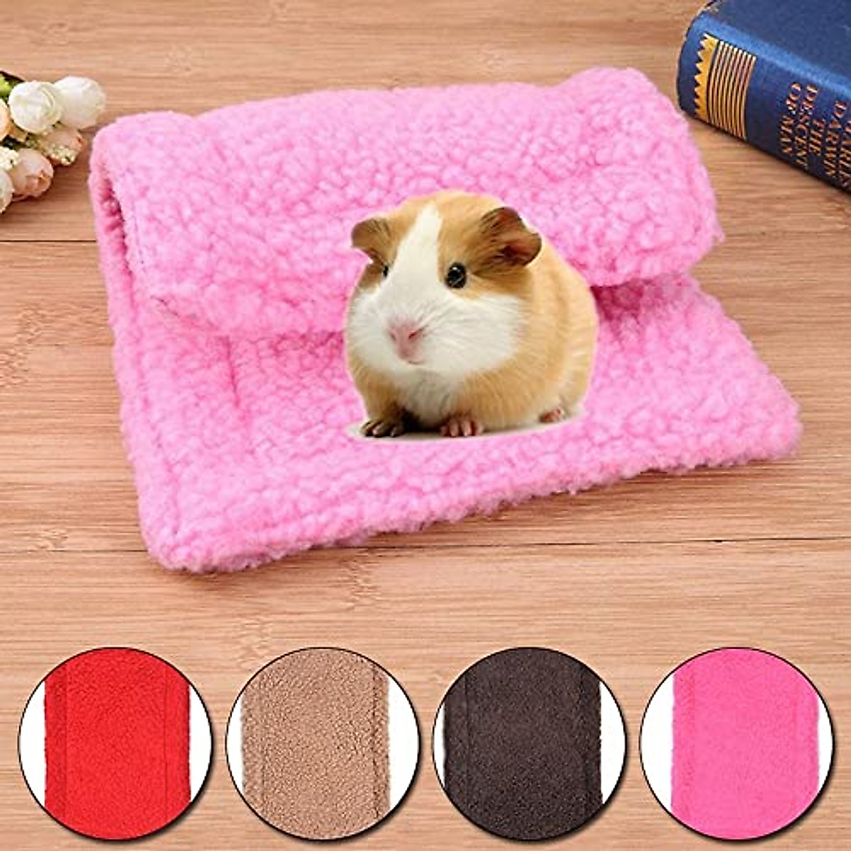 DIEWU Soft Warm Hamster Guinea Pig Mats, Fleece Cage Liners Bathe Towels for Small Animals Hedgehog Chinchilla(Light Brown)