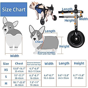 OTRUZPV Small Dog Wheelchair for Back Legs, Adjustable Dog Wheelchairs,Mobility Aids for Disabled Pets, Dog Leg Brace and Hip Support,Mobility Aids for Disabled Pets (XS)