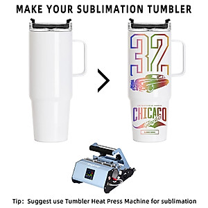 XccMe 30 oz Sublimation Tumbler Blank with Handle,4 Pack Stainless Steel Travel Tumbler with Leakproof Lid and Stainless Straw,Double Wall Insulated Coffee Mugs with Rubber bottoms