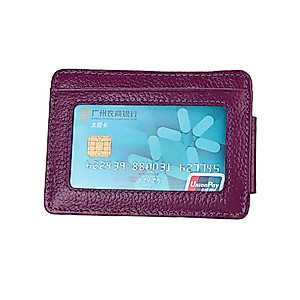 JNKET RFID Blocking Slim Money Clip Genuine Leather Minimalist Front Pocket Wallet for Men Women (Purple)