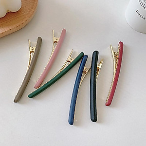 4 Pcs 3.5 Inch Frosted Narrow Metal Spike Alligator Duck bill Hair Clips Bright Duckbill Hair Barrettes Chic Hair Clips for Styling Long Hair (Black)