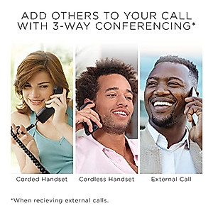Motorola Voice C42 Corded Phone System + 3 Digital Cordless Handsets w/Answering Machine, Call Block - Black (C4203)