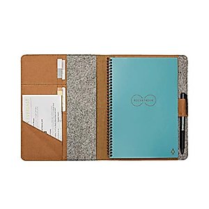 Moonsafari A5 Reusable Notebook Cover & Rocketbook Cover Smart Business Notebook Cover for Everlast, Fusion, Wave, Moleskin and More with Pen Loop & Business Card Holder - Brown,A5/Executive 8.8" x 6"