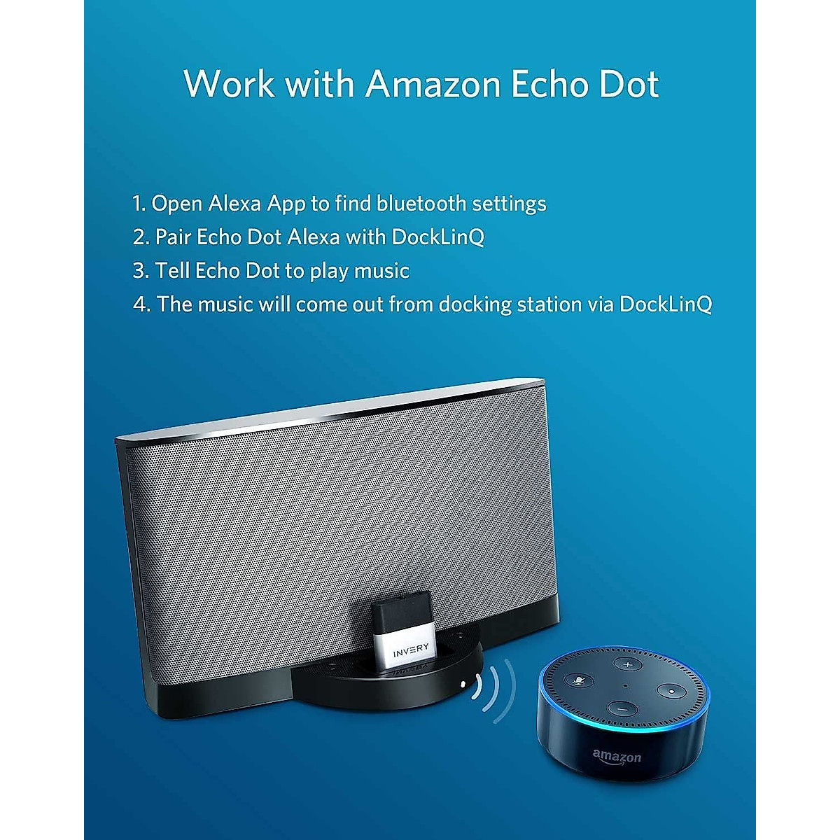 DockLinQ 30 pin Bluetooth 5.0 Adapter Receiver for Bose Sounddock and Other 30pin iPod iPhone Music Docking Station