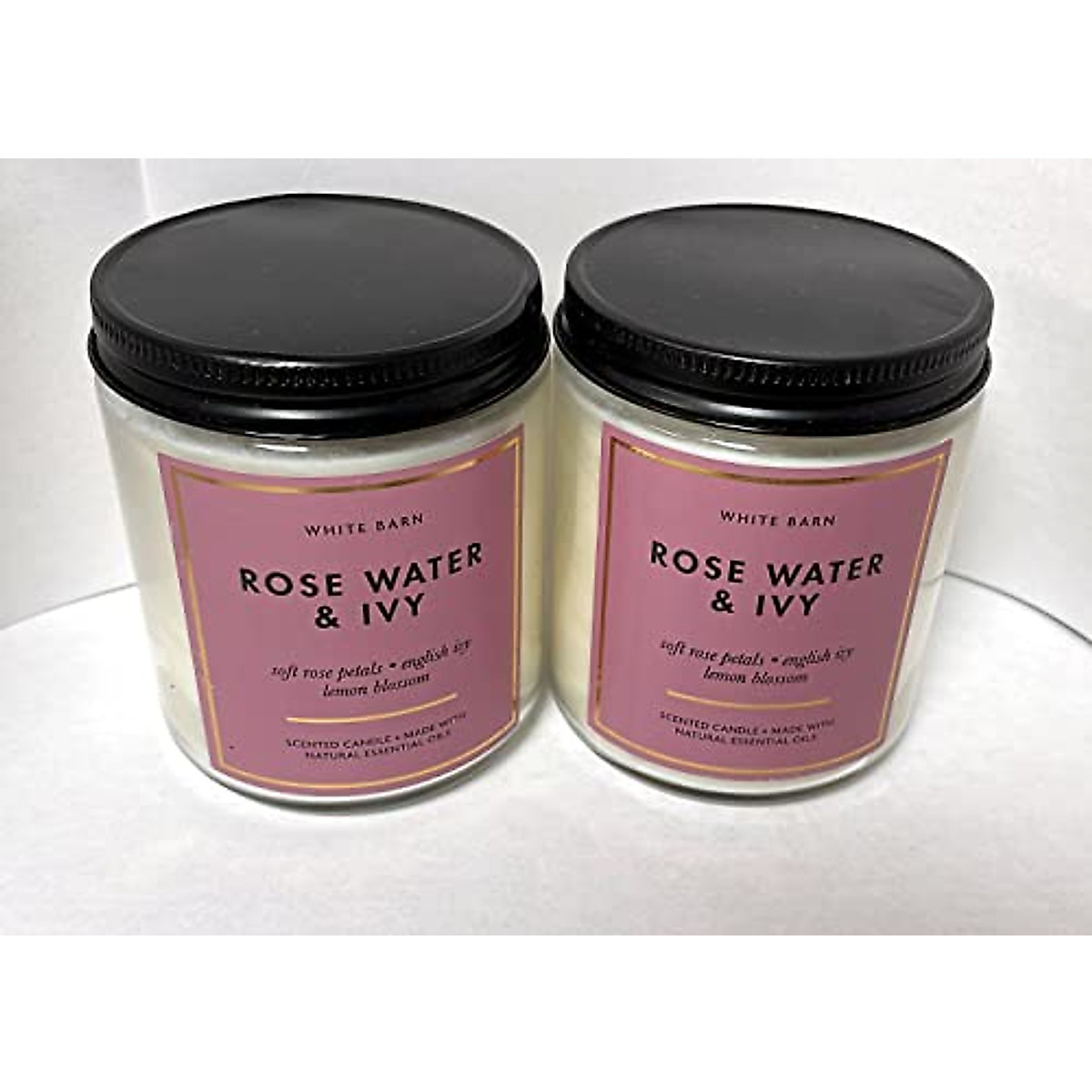 Bath and Body Works Rose Water and Ivy Single Wick Candle 7 Oz. 2 Set