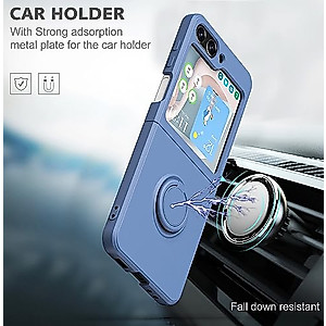 Hongxinyu for Samsung Galaxy Z Flip5 5G 2023 Case,Slim Liquid Silicone Couple Ring Kickstand Soft Anti-Scratch Microfiber Lining Protection Bumper Case for Galaxy Z Flip5 (Purple)