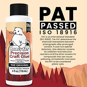 Bearly Art Precision Craft Glue - The Original - 4fl oz - Tip Kit Included - Dries Clear - Metal Tip - Wrinkle Resistant - Flexible and Crack Resistant - Strong Hold Adhesive - Made in USA