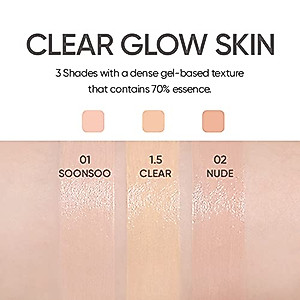 AMUSE Dew Jelly Vegan Cushion Foundation Glow Dewy Finish Clean Beauty Dry and Sensitive Skin Eco-Friendly 1.5 CLEAR