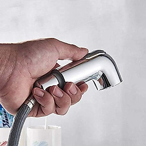 TECKI Kitchen Taps Faucet Chrome Bathroom Faucets Pull Out Bath Basin Faucet Basin Mixer Faucets Deck Brought The Mode with Two Nozzles Where Hot and Cold Water Mixes