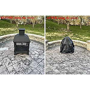 UCARE Outdoor Steel Patio Fireplace Cover Waterproof 420D Oxford Square Hexagon Pagoda Fire Pit Fireplace Dust Covers with Drawstring