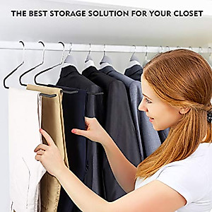 DOIOWN Pants Hangers 28 Pack Non Slip Slack Hangers Open Ended Trousers Hangers Space Saving Metal Jeans Hangers for Pants, Slacks, Towels