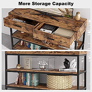 IRONCK TV Stand for 55 Inch TV with Drawers, Entertainment Center TV Stand Console Table for Living Room, 47 Inches Wood TV Console Storage Cabinet, Vintage Brown