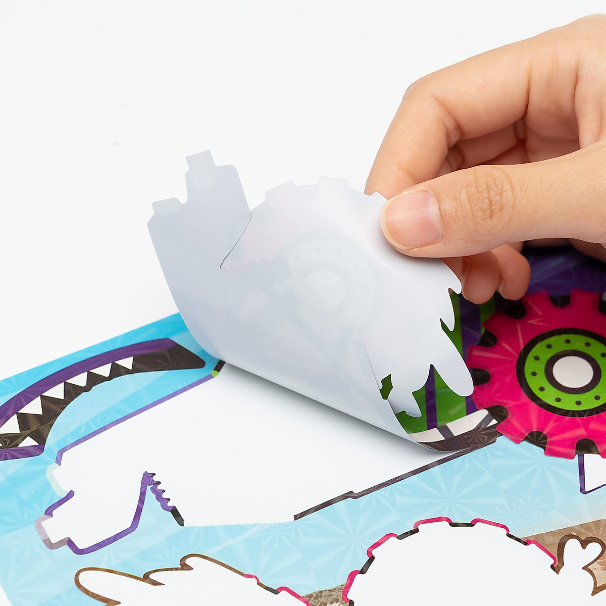 Haooryx 45 Sheet Make Your Own Monster Truck Stickers Truck Make-a-Face Holographic Sticker Car DIY Shiny Stickers Games for Kid Fun Craft Project Monster Truck Themed Birthday Party School Supplies