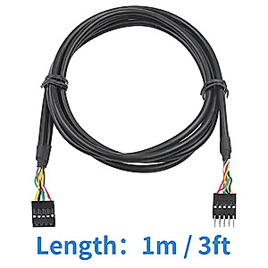 Duttek USB Header Extension Cable, USB Motherboard Cable, USB Header 10 Pin Male to Female Header Extender Extension Dupont Jumper Wires Cable 1M/3.3Ft