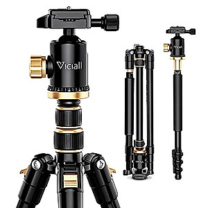 VICIALL 80'' Tripod, Camera Tripod for DSLR, Compact Aluminum Tripod with 360 Degree Ball Head and 8kgs Load for Phone, Camera, Travel and Work