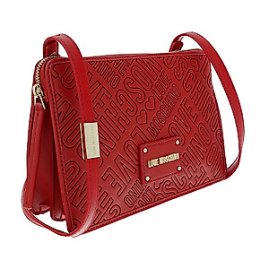 Love Moschino Red Signature Embossed Small Shoulder Bag for womens
