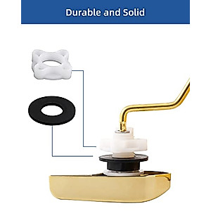 Hibbent Toilet Handle Replacement, Side Mount Tank Flush Lever Handle Compatible with Kohler Toilet Tank, Toilet Trip Lever with Stainless Steel Flapper Chains, Toilet Repair Handle, Polished Brass