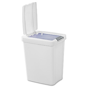 Sterilite 10438004 7.5 Gallon TouchTop Wastebasket, White w/ Titanium Latch, 4-Pack