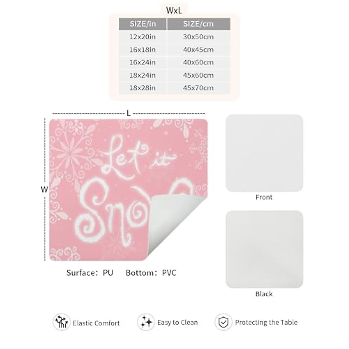 Coffee Mat for Counter, Pink Christmas Snowflakes Absorbent Hide Stain Coffee Bar Mat, Non-slip Coffee Bar Accessories Kitchen Drying Mat Fit Under Coffee Maker Espresso Machine