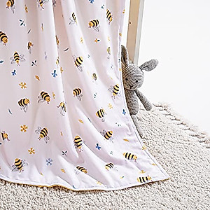 QSTEHEML Baby Blankets Super Soft for Boys, Minky Lightweight Blanket with Double Layer Unisex Newborn Personalized Travel Blanket for Toddler Nursery，Yellow Bee, 30X40 Inches