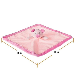 Apricot Lamb Stuffed Animals Security Blanket Pink Pig Infant Nursery Character Blanket Luxury Snuggler Plush (Pink Pig, 14 Inches)