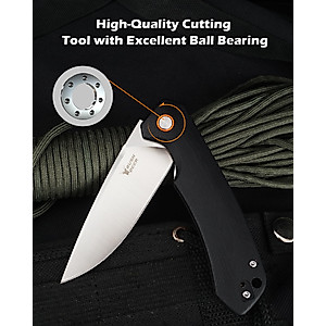 Rush Deer Pocket Knife: Folding Knife with 4" D2 Steel Blade and G10 Handle, EDC Knife with Pocket Clip.Ideal for Camping, Fishing and Survival,Gift for men women