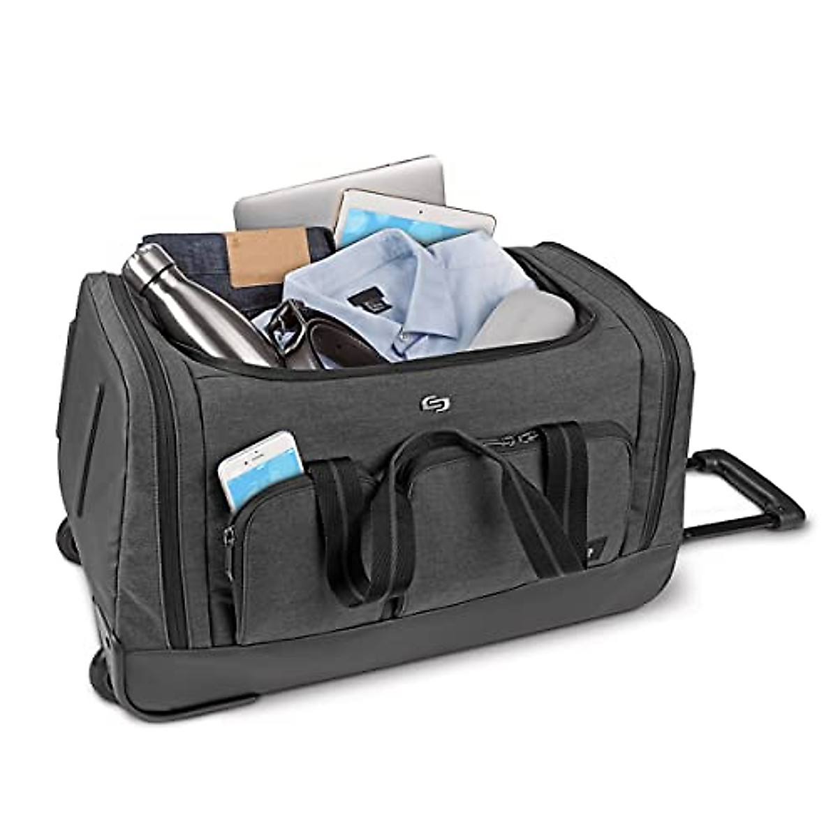 Solo New York Leroy Carry-On Wheeled Duffle Bag, 49L Capacity, Grey, 22 Inch