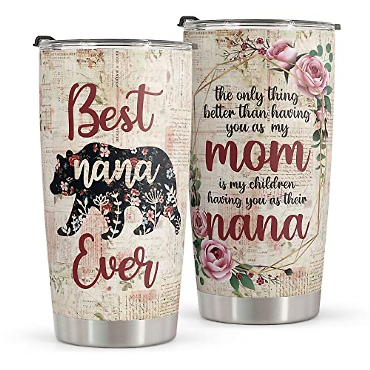 Macorner Mothers Day Gifts - Birthday Gifts for Mom Nana & Mothers Day Gifts From Daughter Son - Mom Gifts Christmas Gifts For Grandma - Stainless Steel Bear Tumbler 20oz Gift For Women - Mom Gifts