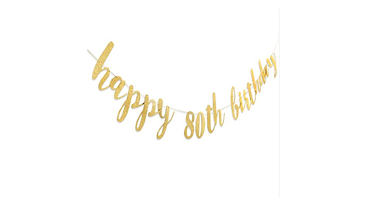 Happy 80th Birthday Banner Gold | Party Decorations