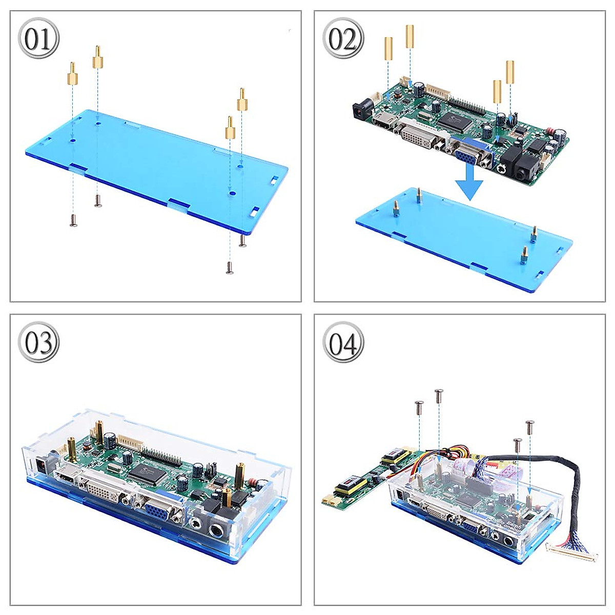 GeeekPi NT68676 Case Kit, HDMI+VGA+DVI+Audio Input LCD Controller Driver Board or HSD190MEN4 M170EN06 17" 19" 1280x1024 4CCFL 30Pins LCD Panel + Acrylic case Fit for Arcade1Up Monitor