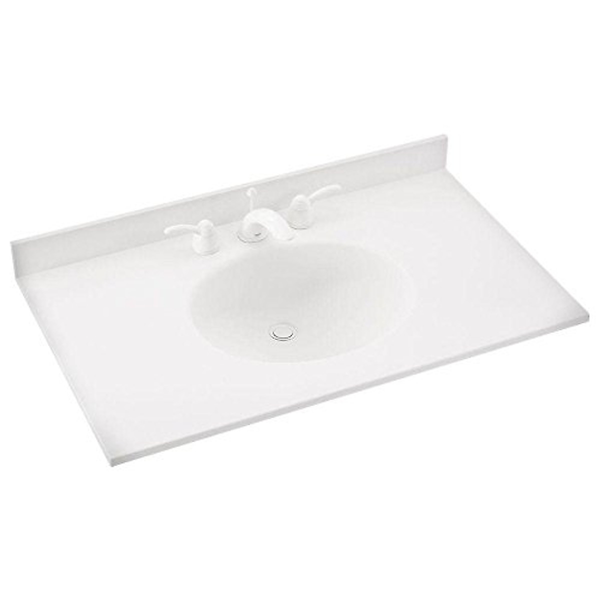 Swanstone VT02243.010 Ellipse Solid Surface Single-Bowl Vanity Top, 43-in L X 22-in H X 7.25-in H, White
