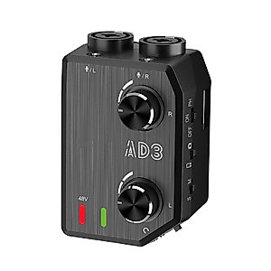 LINKFLEX AD3 Two-Channels XLR/3.5mm/6.35mm-3.5mm Preamp Mixer/Adapter/Interface for 3.5mm DSLR Cameras and Smartphones