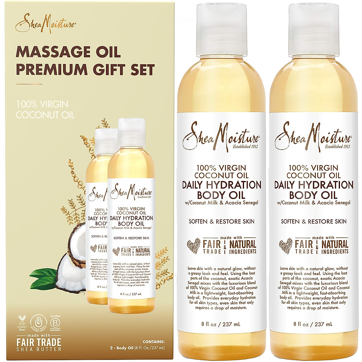 SheaMoisture Body Skin Care, Daily Hydration Body Oil with Virgin Coconut Oil & Shea Butter, Soften & Restore Radiant Healthy Glow to Dull Skin, Paraben Free